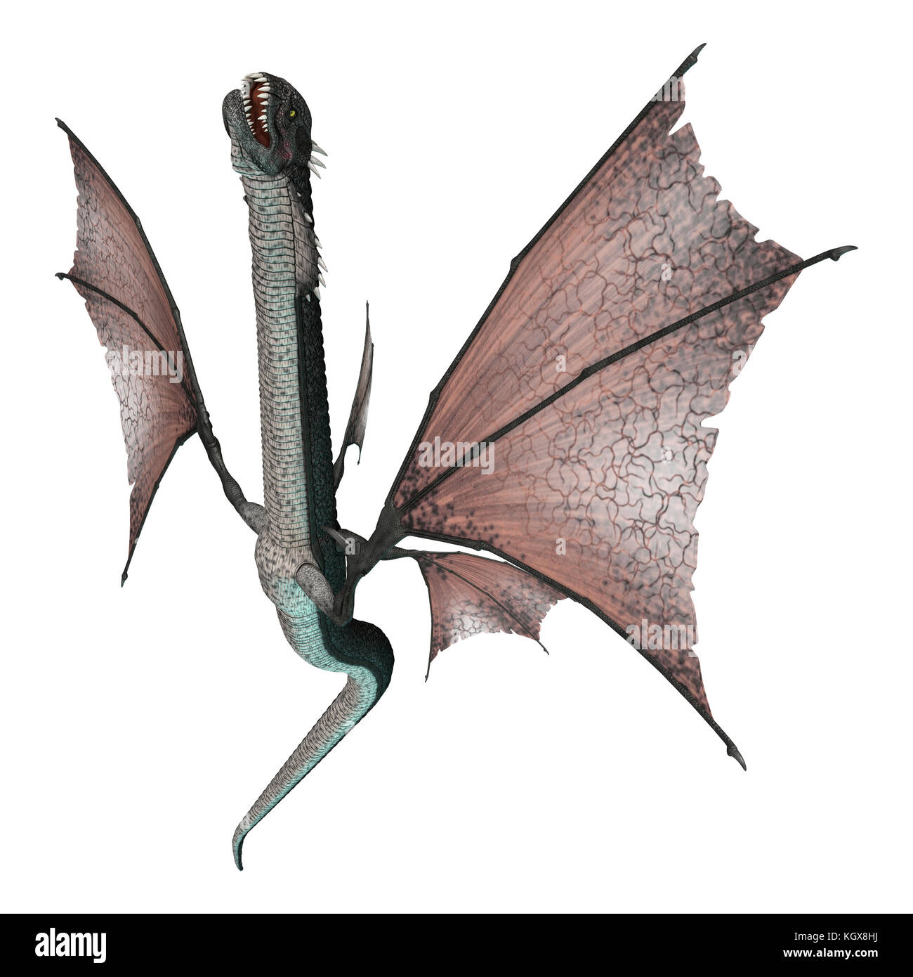 3D rendering of a fantasy snake dragon isolated on white background ...