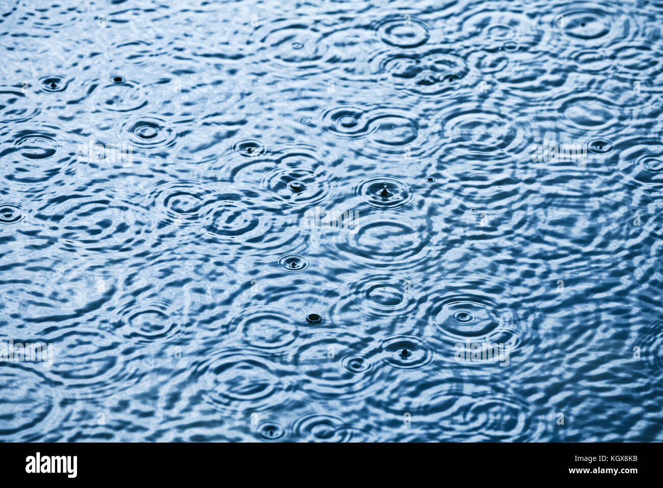 Raindrops on a water surface - a rainy weather background Stock Photo ...
