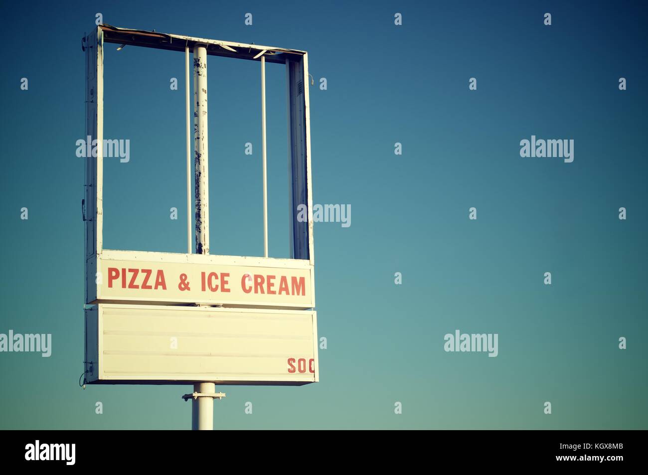 vintage signboard with blue sky, Utah, United States Stock Photo - Alamy