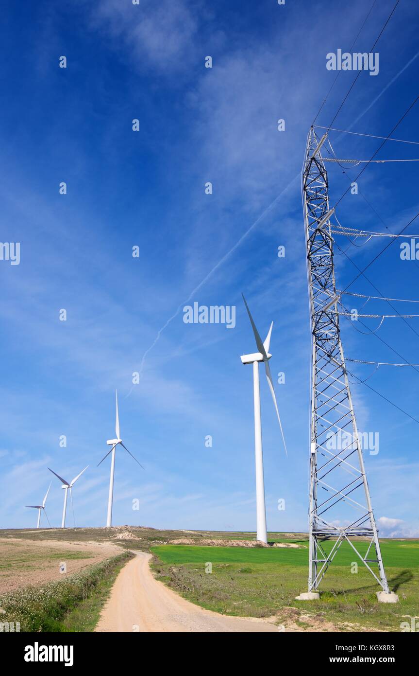 group of windmills for renewable electric energy production Stock Photo ...