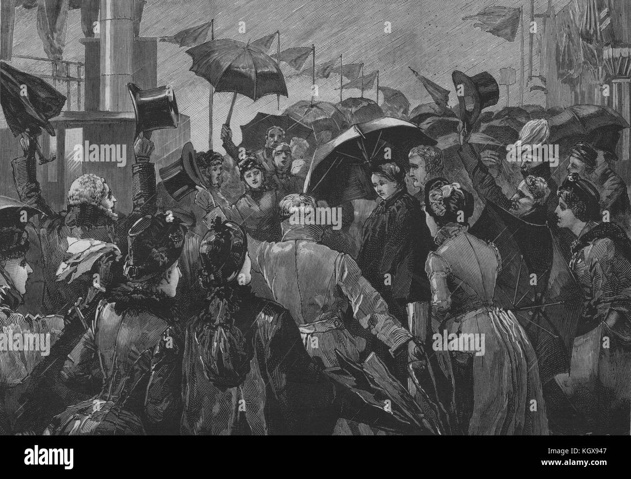 Queen Victoria boarding the Mersey steam ferry boat Claughton 1886. The ...