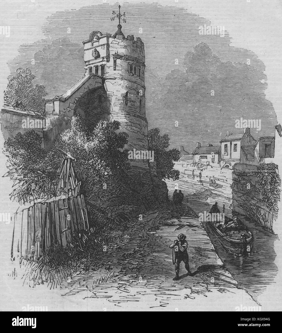 The City of Chester. The Phoenix Tower on the city walls. Cheshire 1869 ...