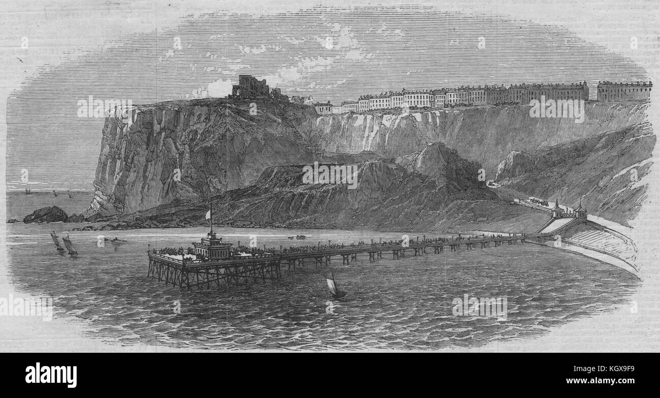 The new pier at Scarborough. Yorkshire 1869. The Illustrated London ...