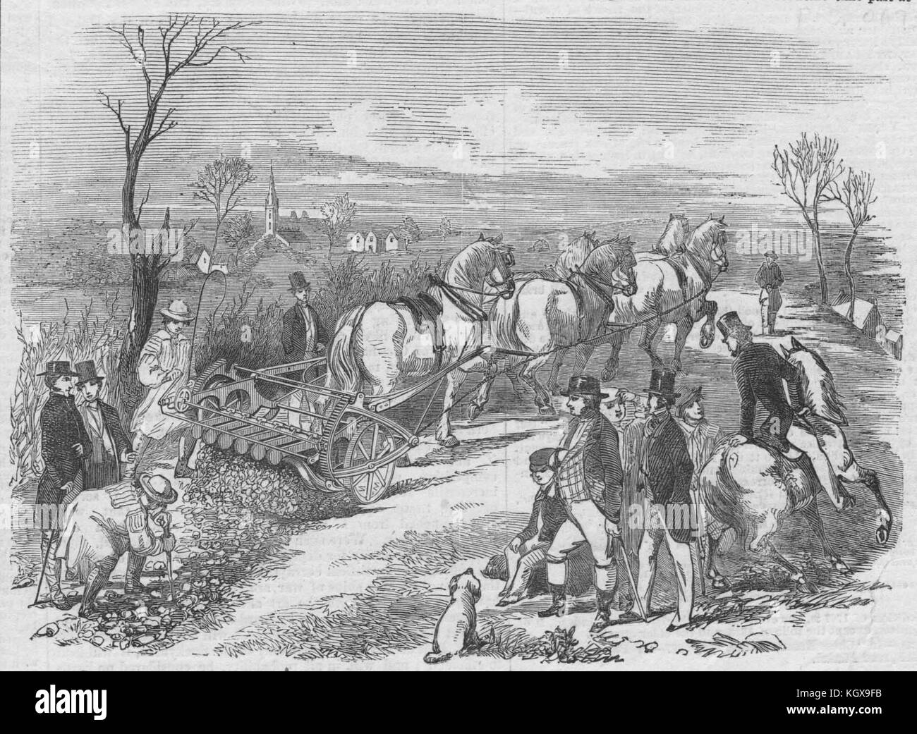 Samuelson's patent digging machine. Farming 1853. The Illustrated ...