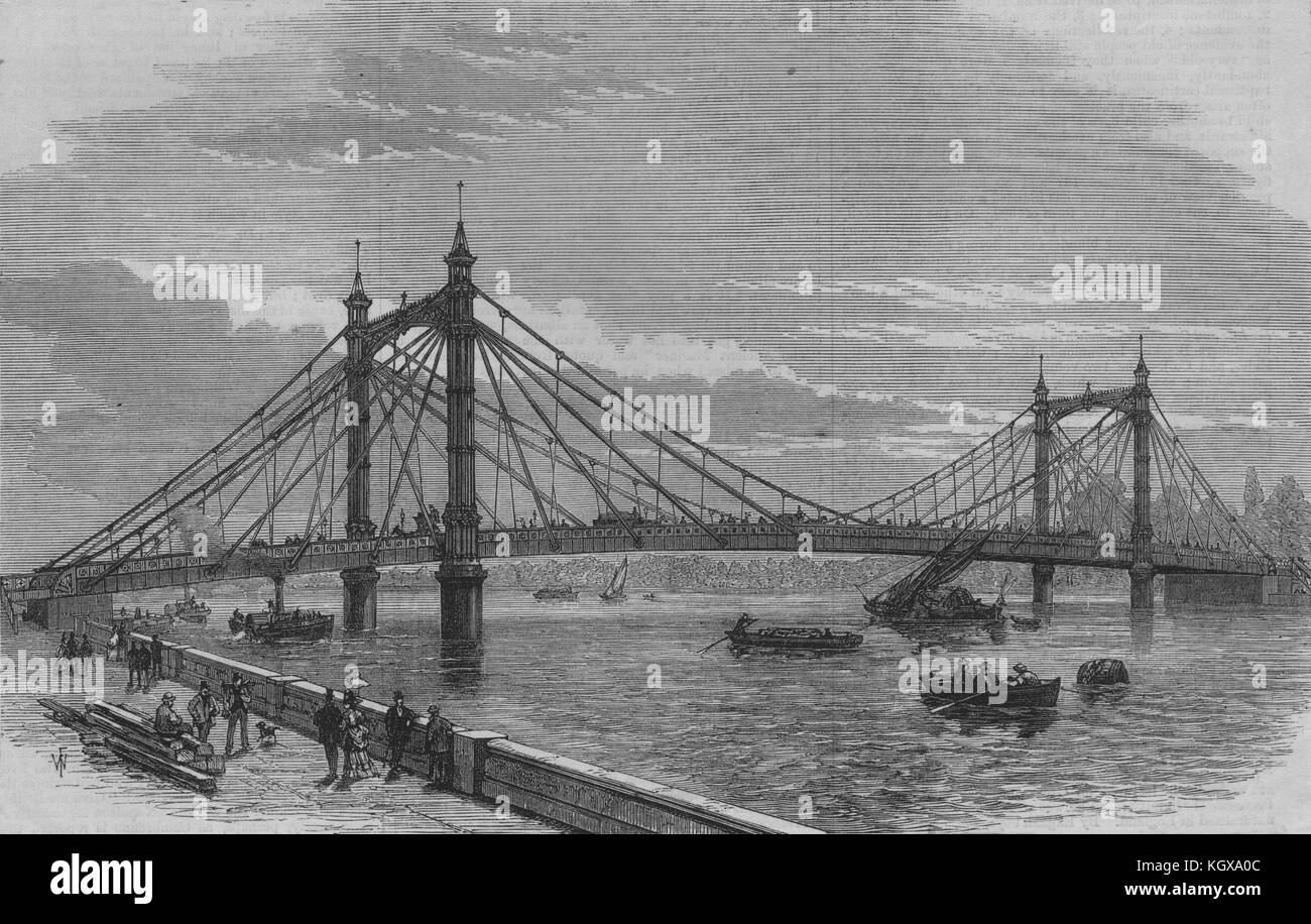 The Royal Albert Bridge, Chelsea. London 1873. The Illustrated London ...