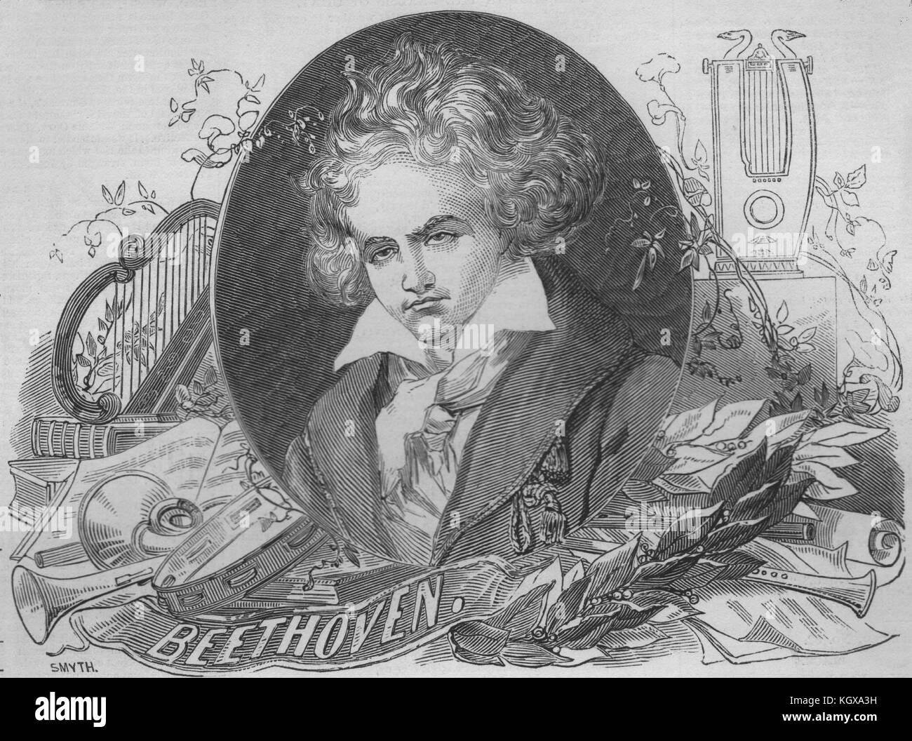Beethoven. Germany 1845. The Illustrated London News Stock Photo - Alamy