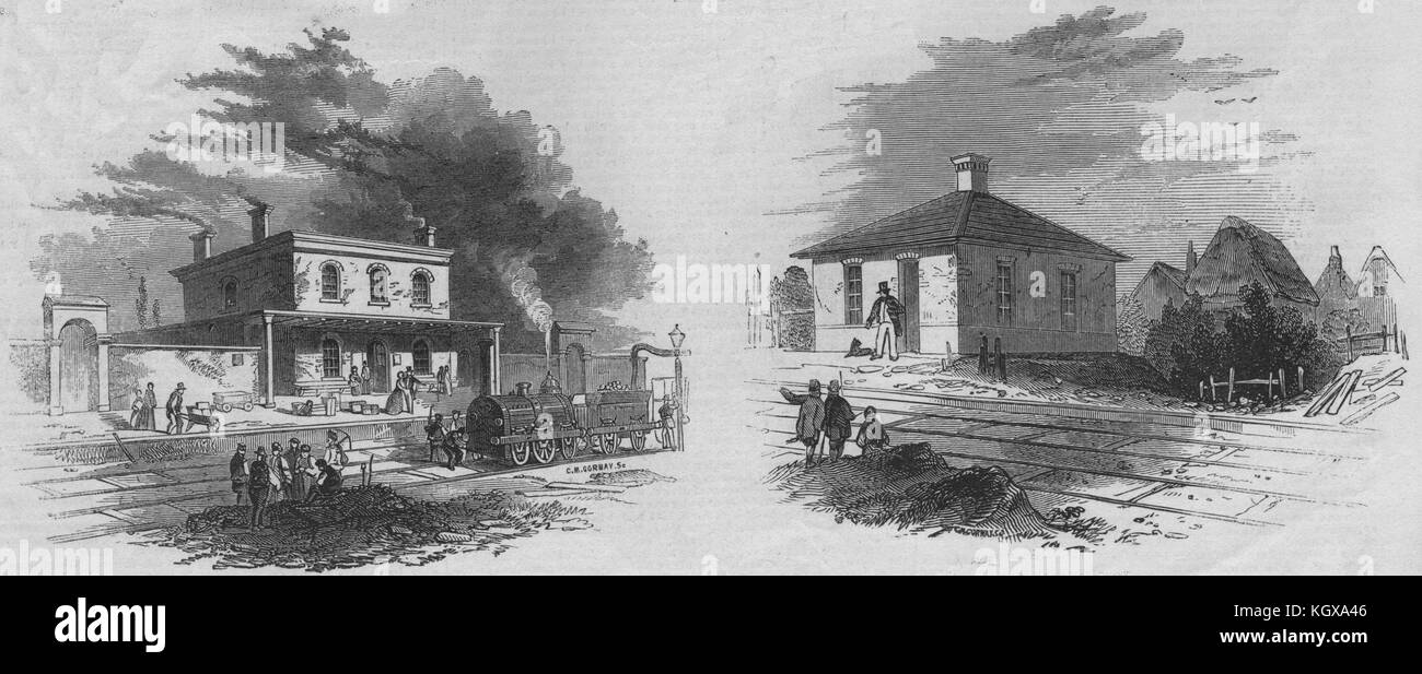 Wendon Station; Ickleton Station. Cambridgeshire 1845. The Illustrated ...