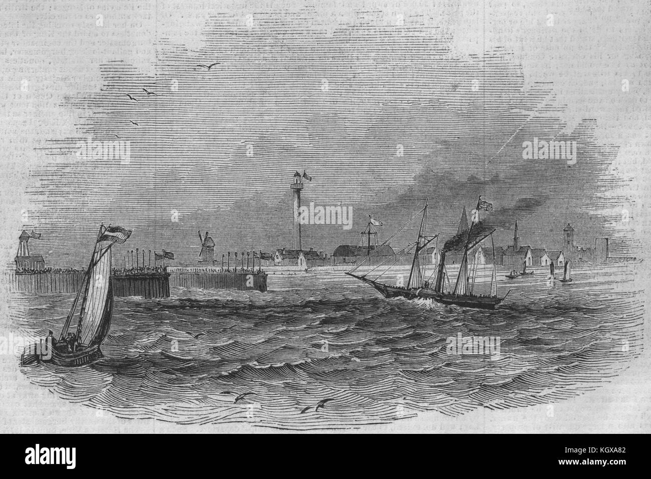 The Royal Yacht coming into harbour. Ostend 1843. The Illustrated ...