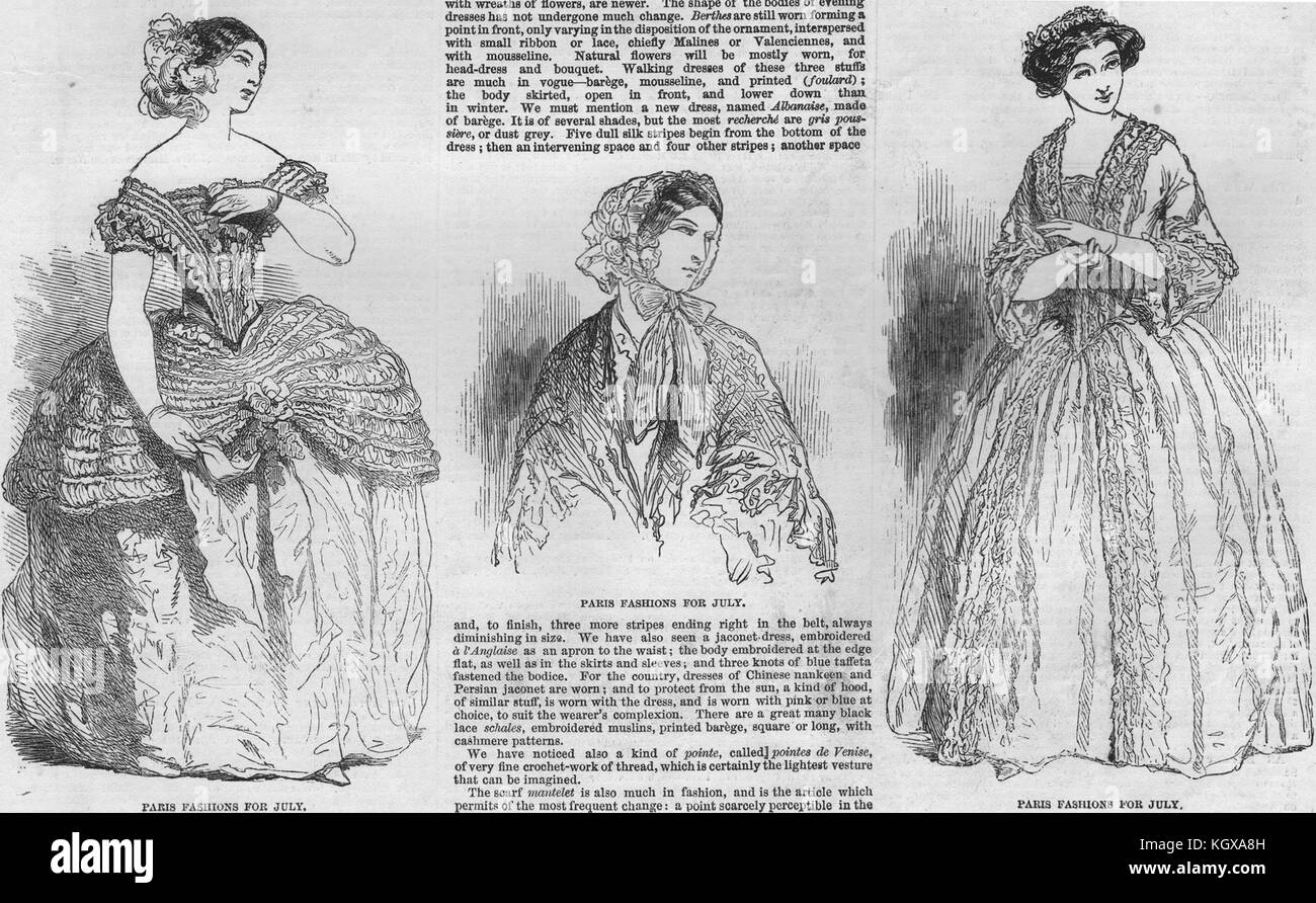 Paris fashions for July 1851. The Illustrated London News Stock Photo ...