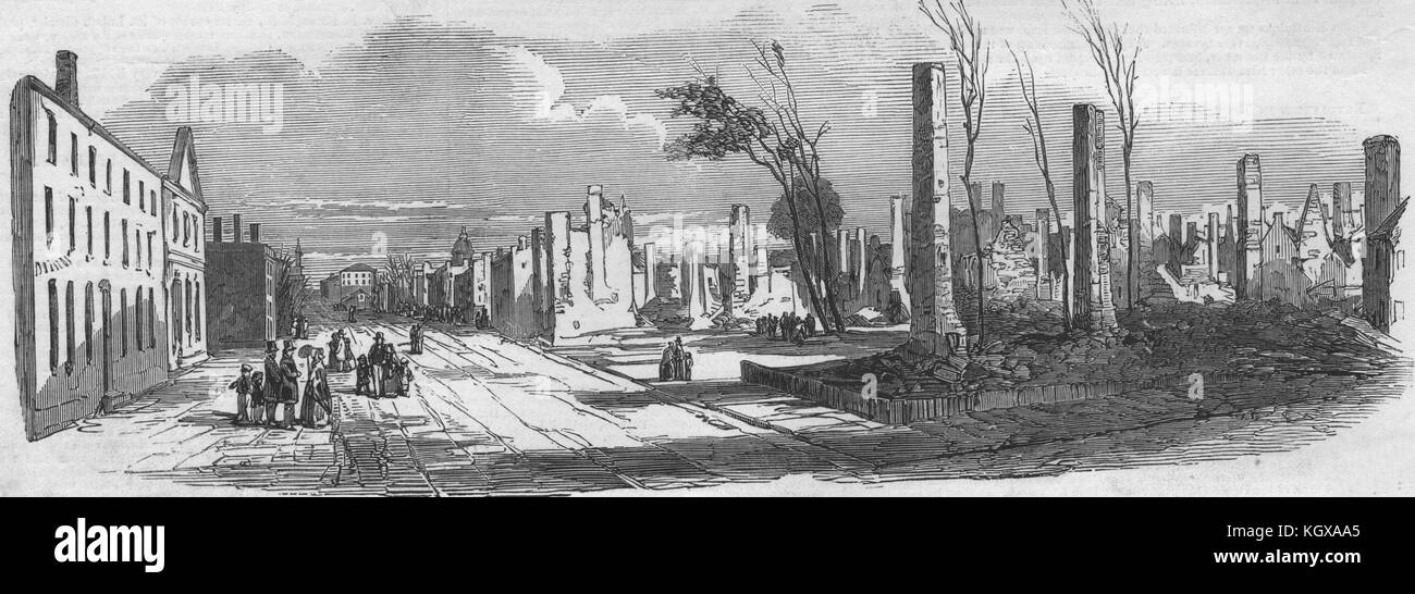 Ruins the great fire at Montreal. Quebec 1852. The Illustrated London ...