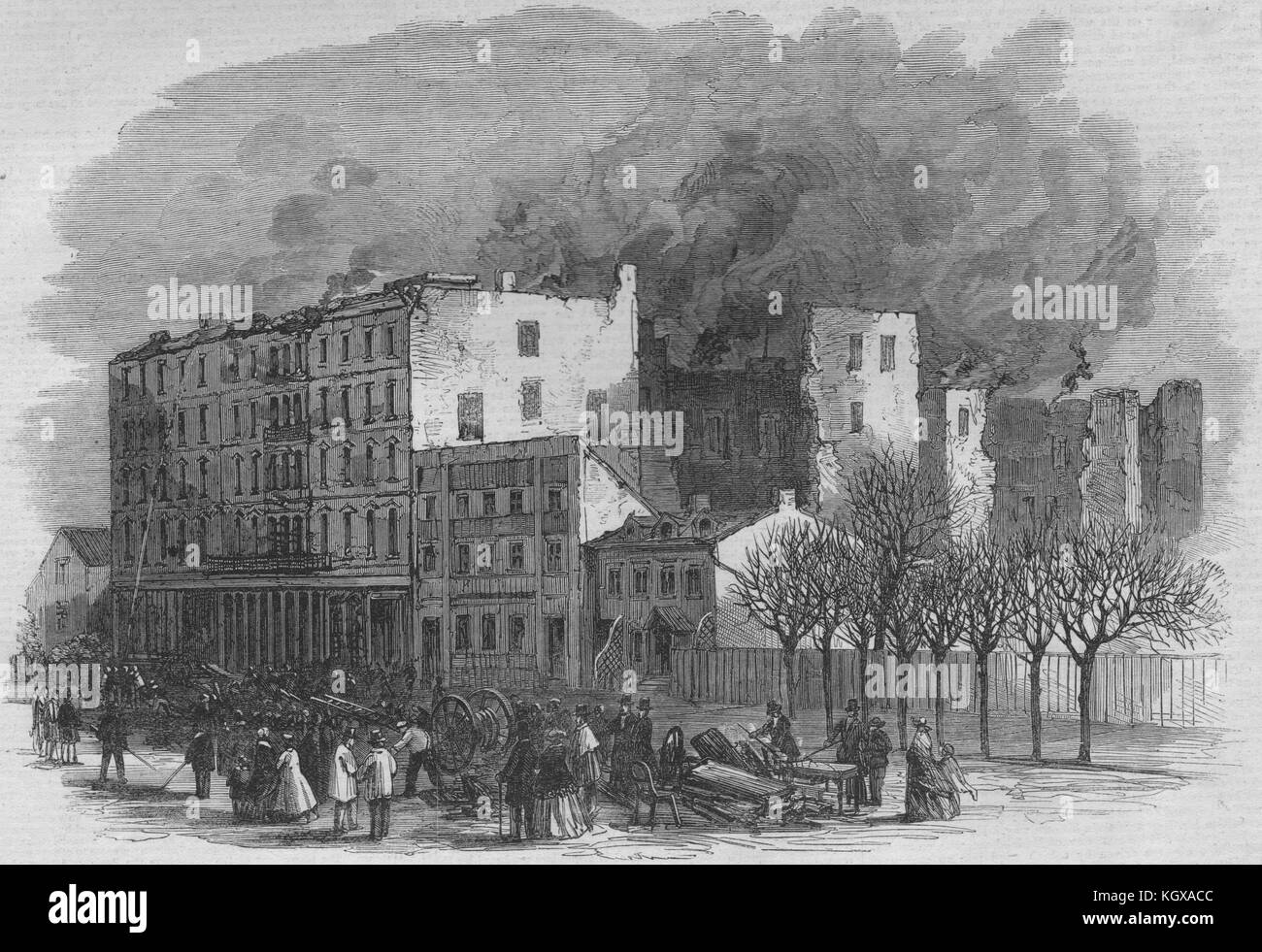 Rossin House, Toronto, the morning after the fire. Ontario 1863. The ...