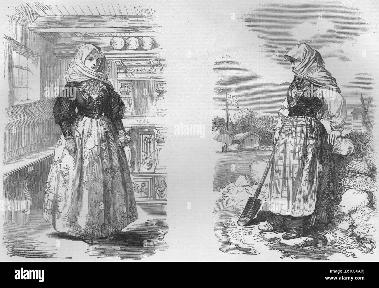 Danish Costumes. Holiday dress, Laso; Everyday dress, Laso. Denmark ...