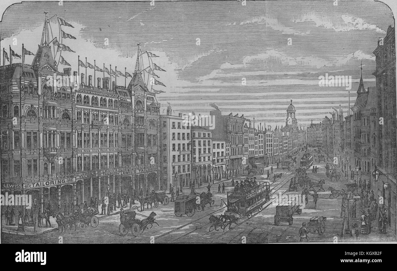View of Market Street, Manchester, showing Lewis's 1883. The ...