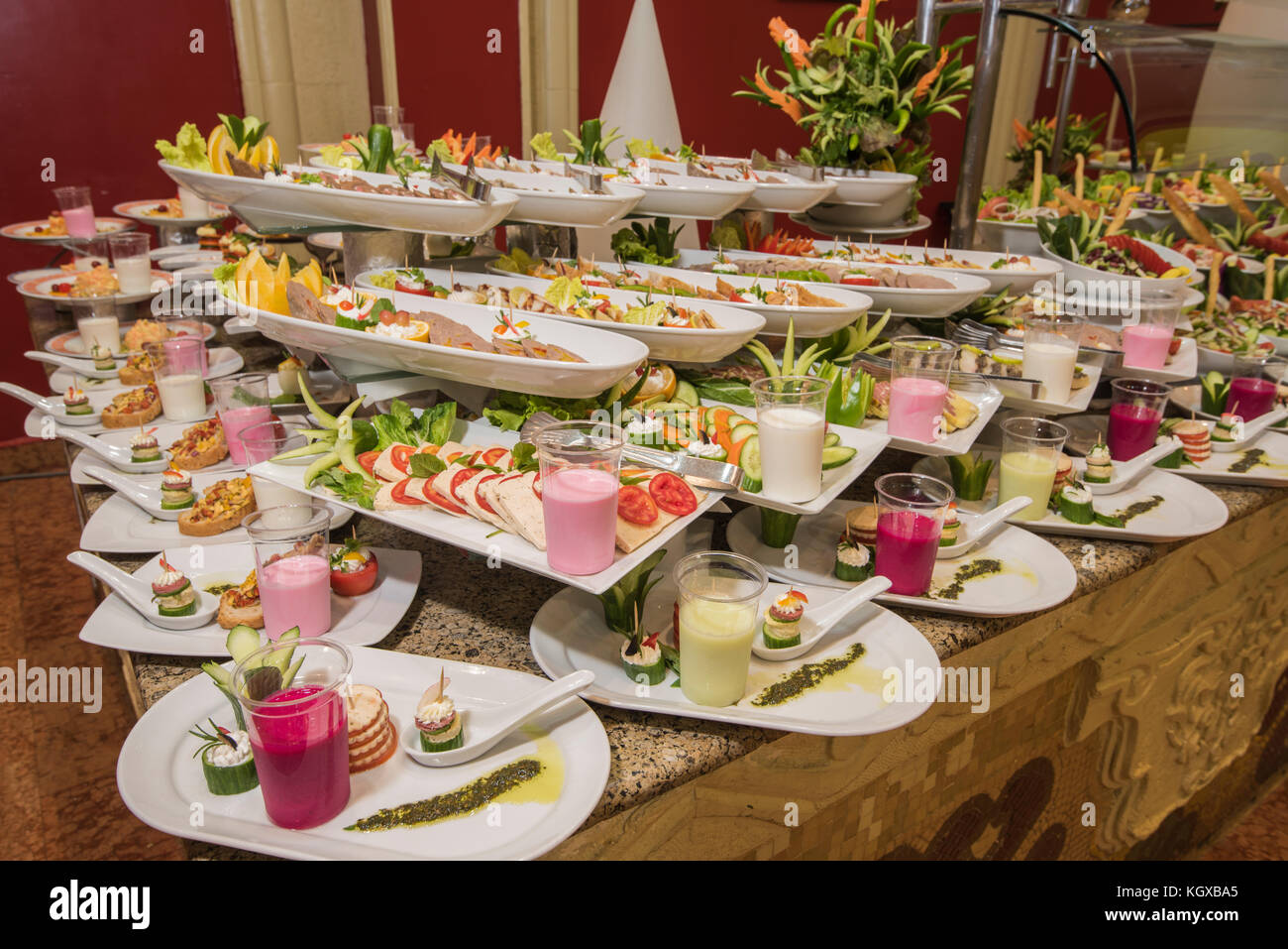 Selection display of a la carte salad food at a luxury restaurant ...
