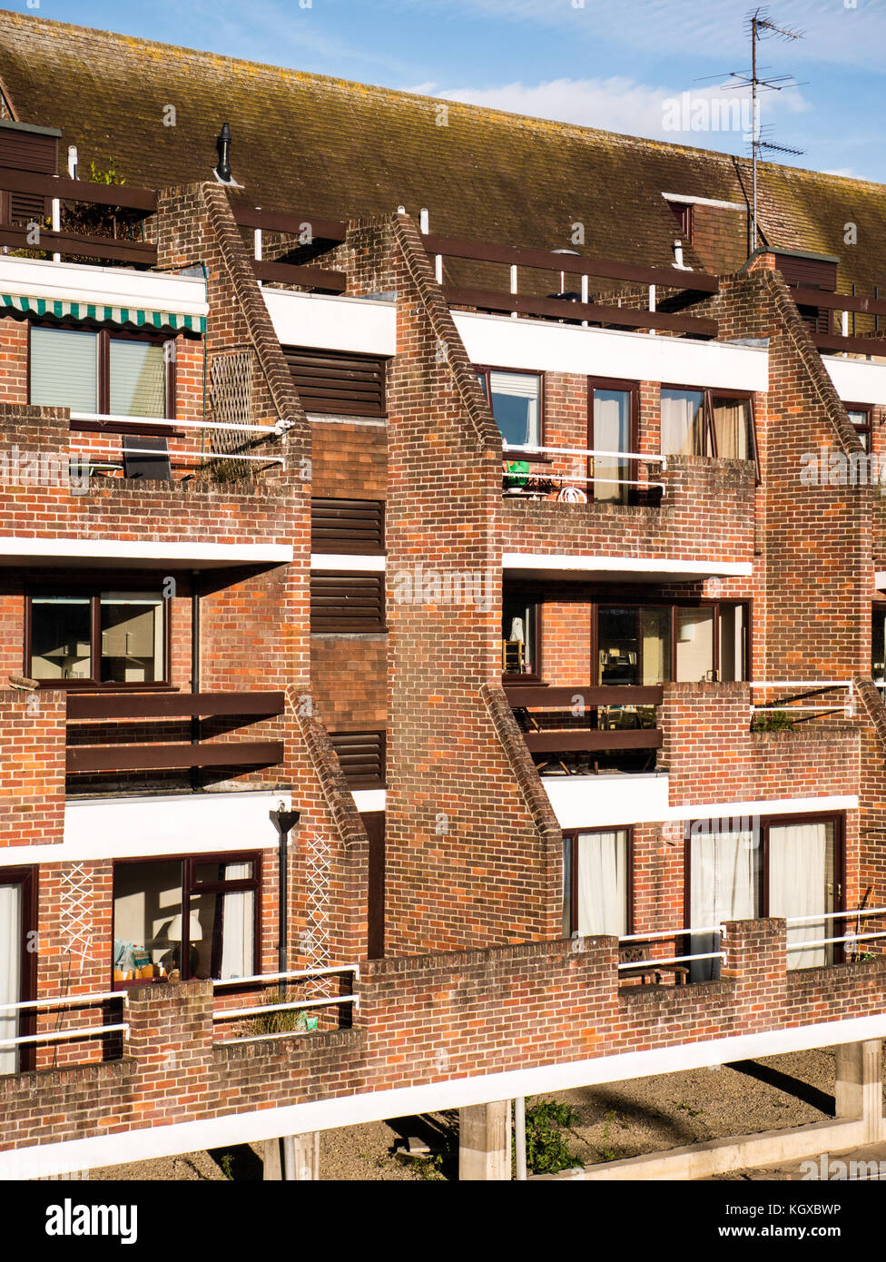Riverside Flats, Built on Stilts, River Thames, Caversham, Reading ...
