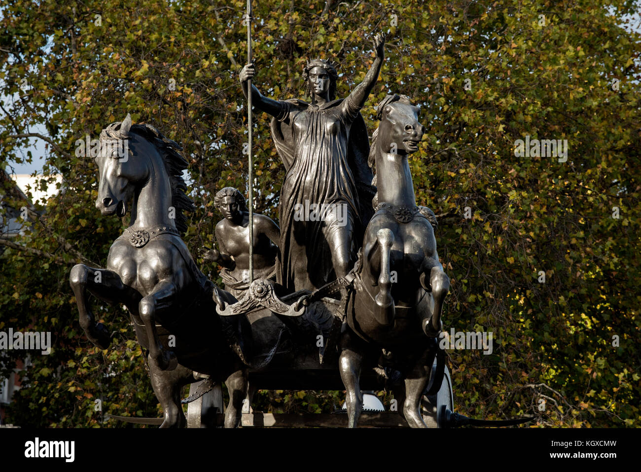 Statue of Boudica or Boudicca, Latinised as Boadicea or Boudicea on ...