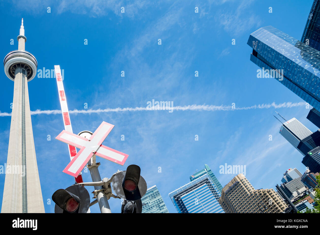 Toronto,Canada-august 2,2015:railroad crossing sign in downtown of ...