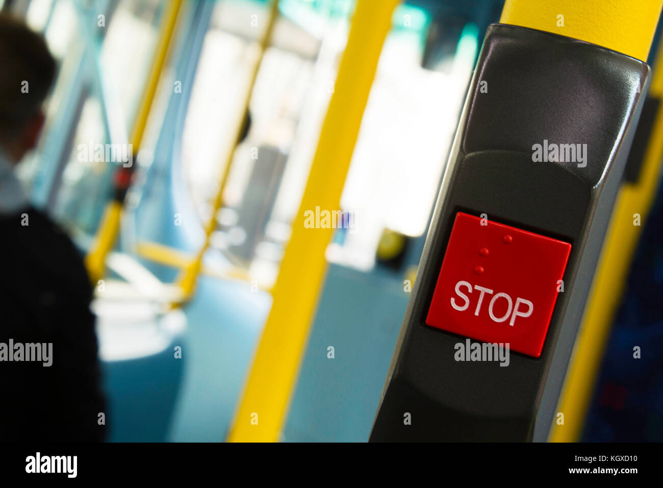 Stop button for the bus Stock Photo - Alamy
