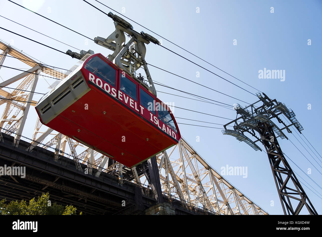 NEW YORK, USA - AUGUST 30, 2017: Detail of Roosevelt Island Tramway in ...