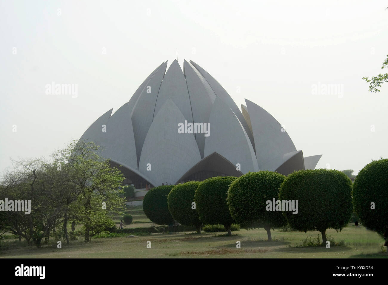 Decorative trees at Lotus or Bahai Temple, New Delhi, India, Asia Stock ...
