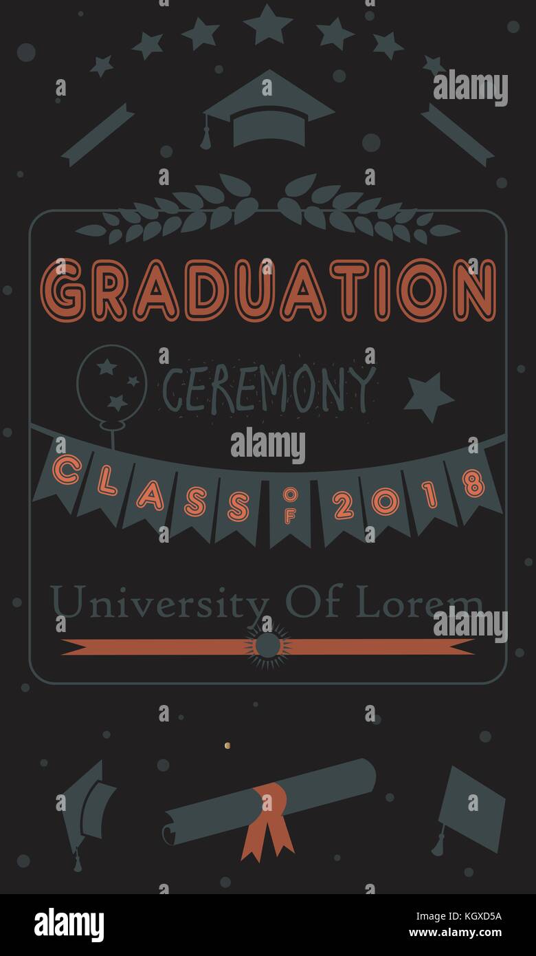 Graduation Ceremony Announcement. Class of 2018. Retro Style. Old Style ...