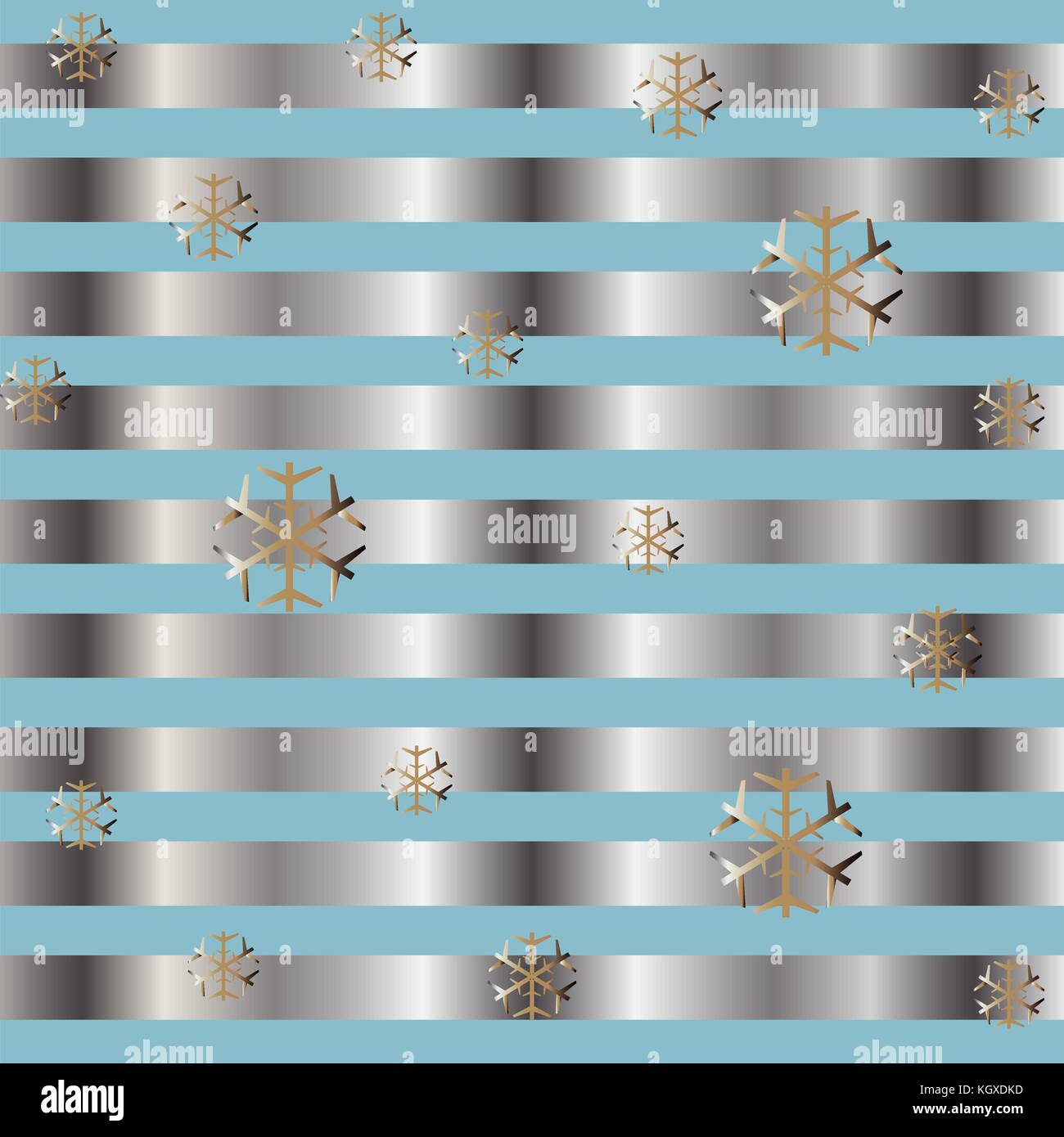 Cute Winter Background with golden snowflakes and silver stripes ...