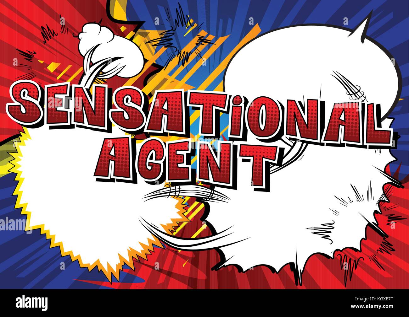 Sensational Agent - Comic book style word on abstract background Stock ...