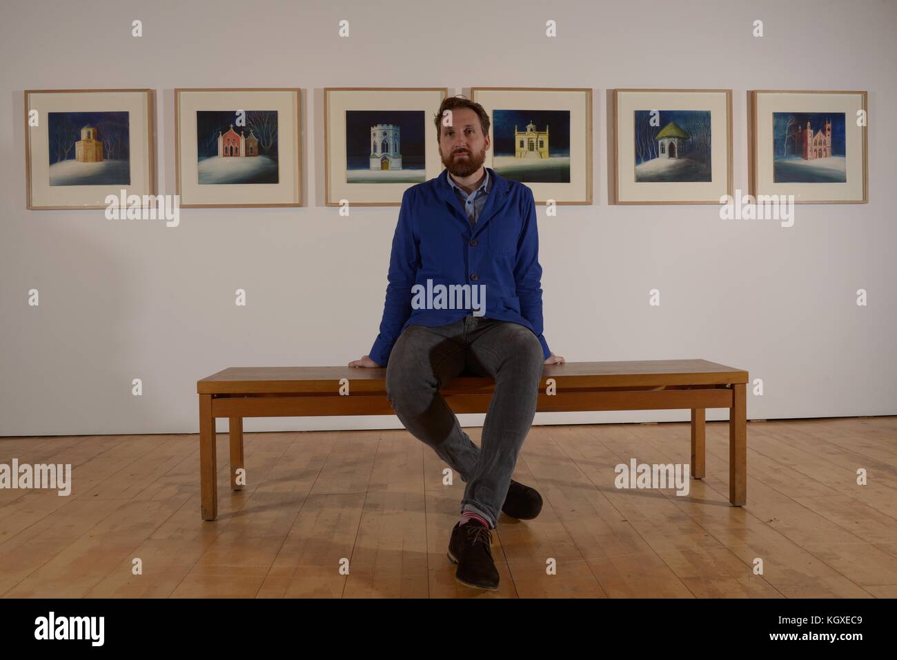 Artist Ed Kluz with paintings from his exhibition at Yorkshire ...