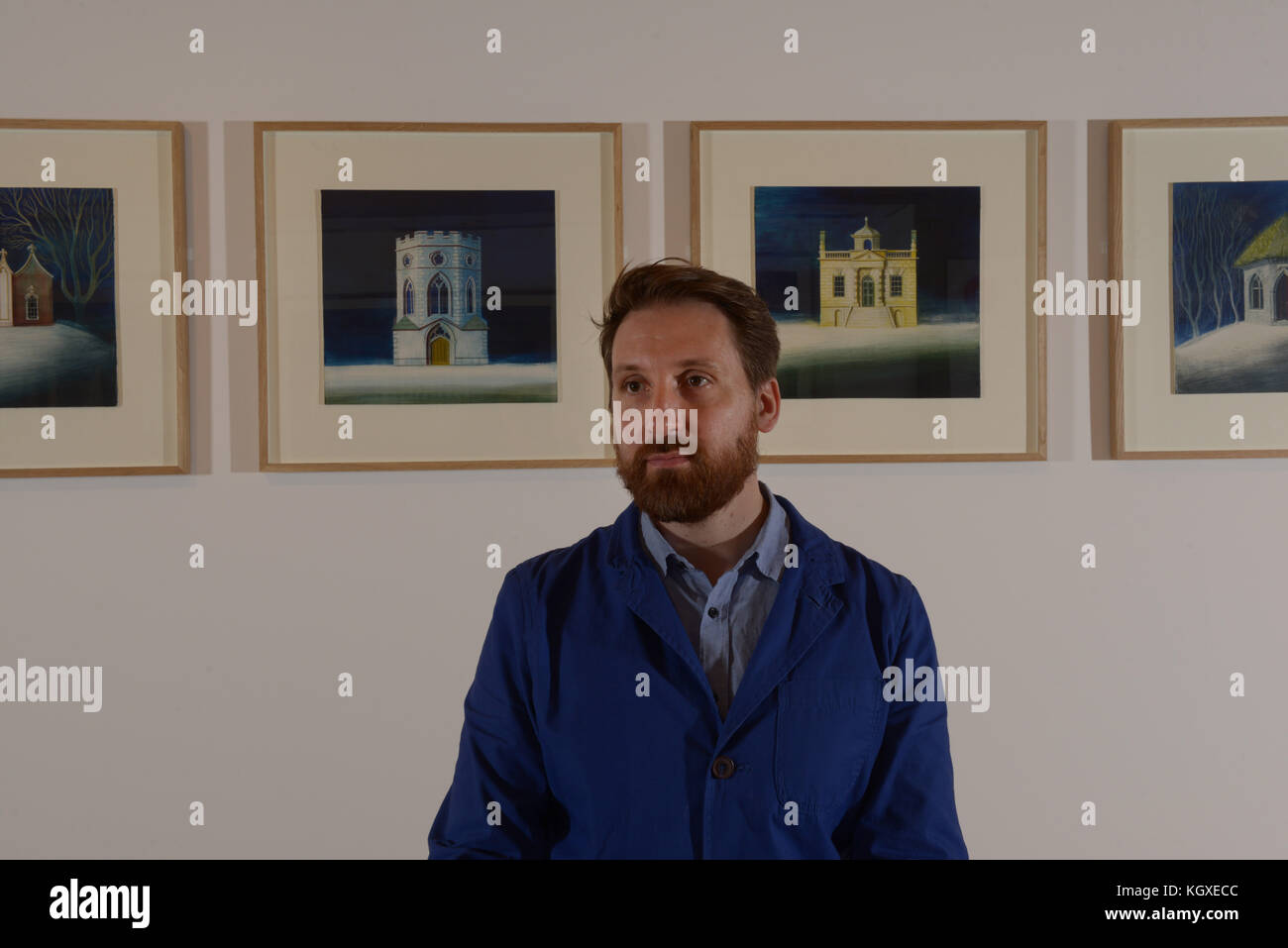 Artist Ed Kluz with paintings from his exhibition at Yorkshire ...