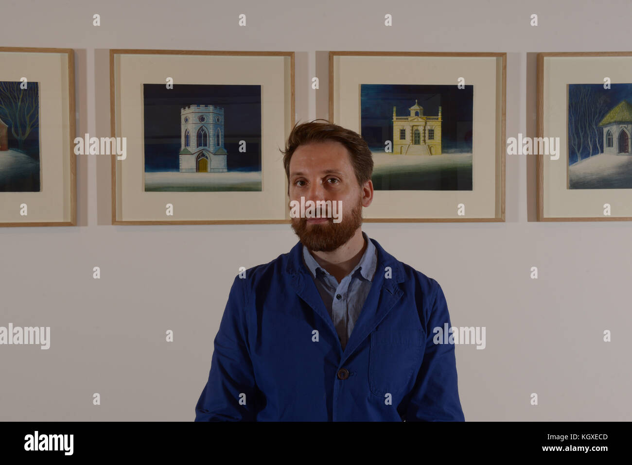 Artist Ed Kluz with paintings from his exhibition at Yorkshire ...