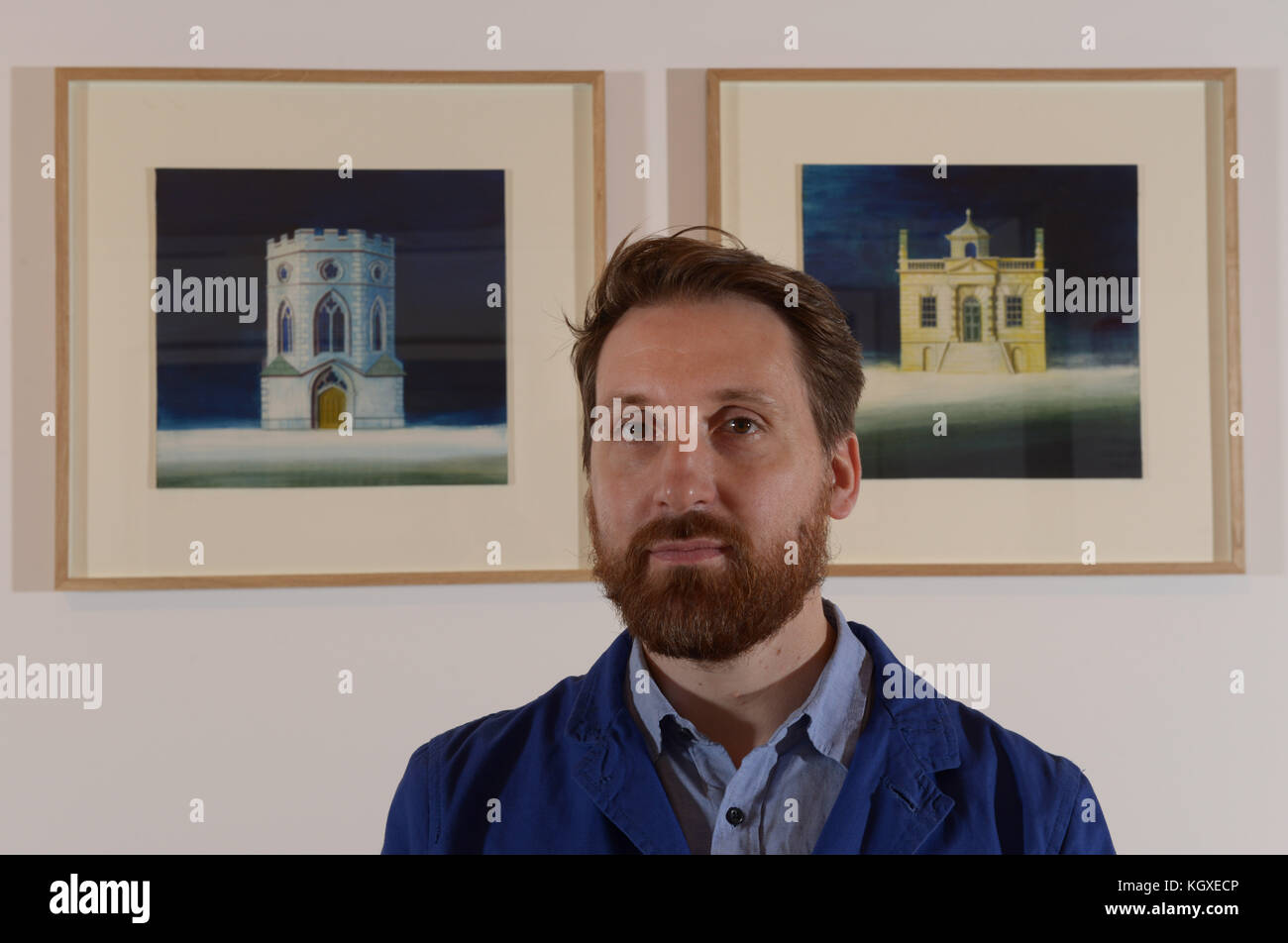 Artist Ed Kluz with paintings from his exhibition at Yorkshire ...