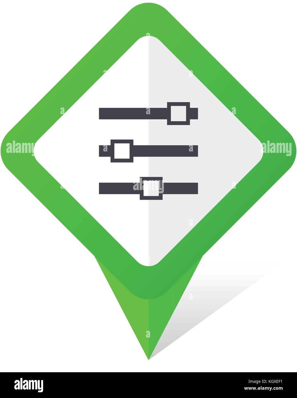 Slider green square pointer web and mobile phone vector icon in eps 10 ...