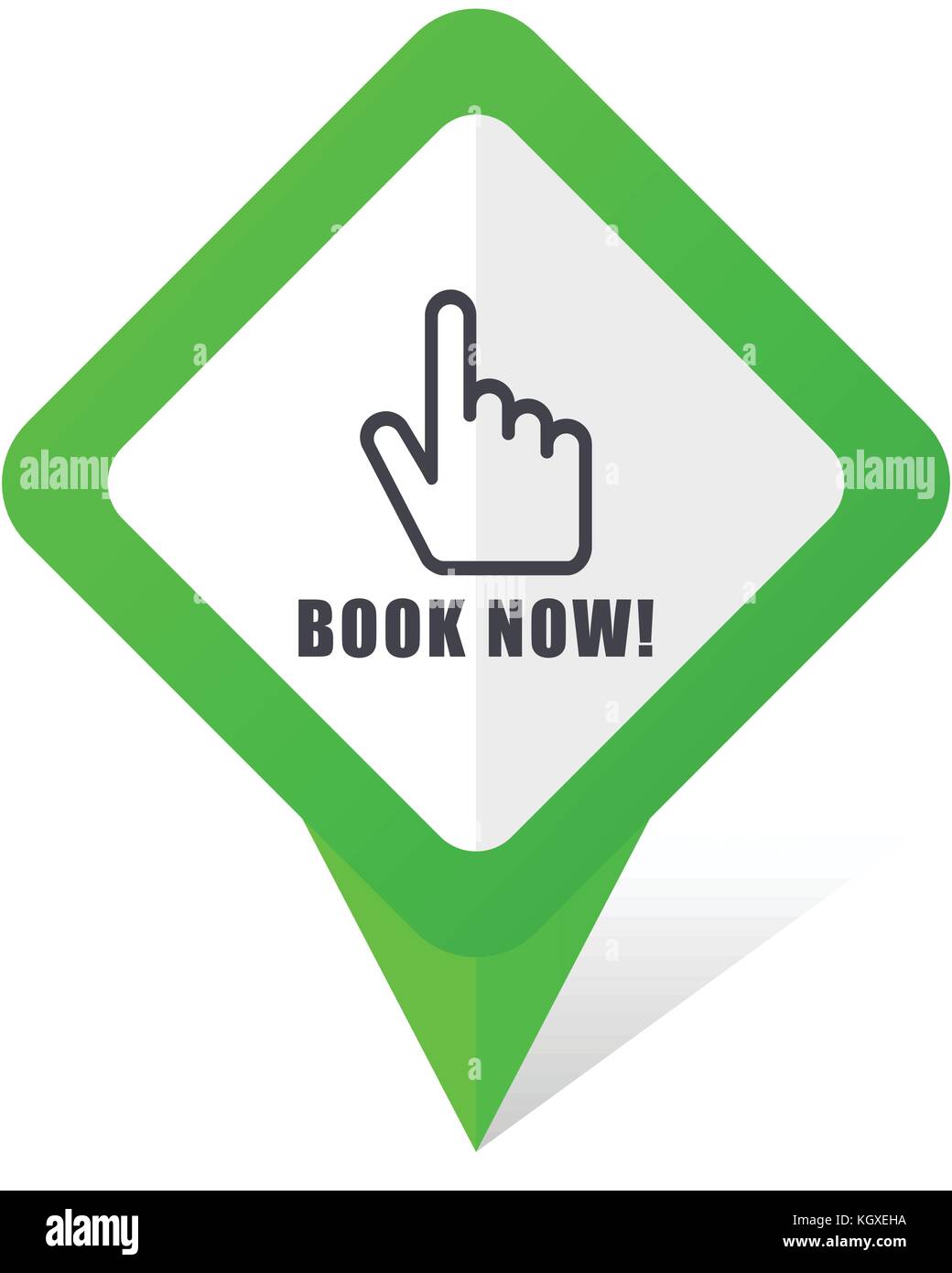 Book now green square pointer web and mobile phone vector icon in eps ...