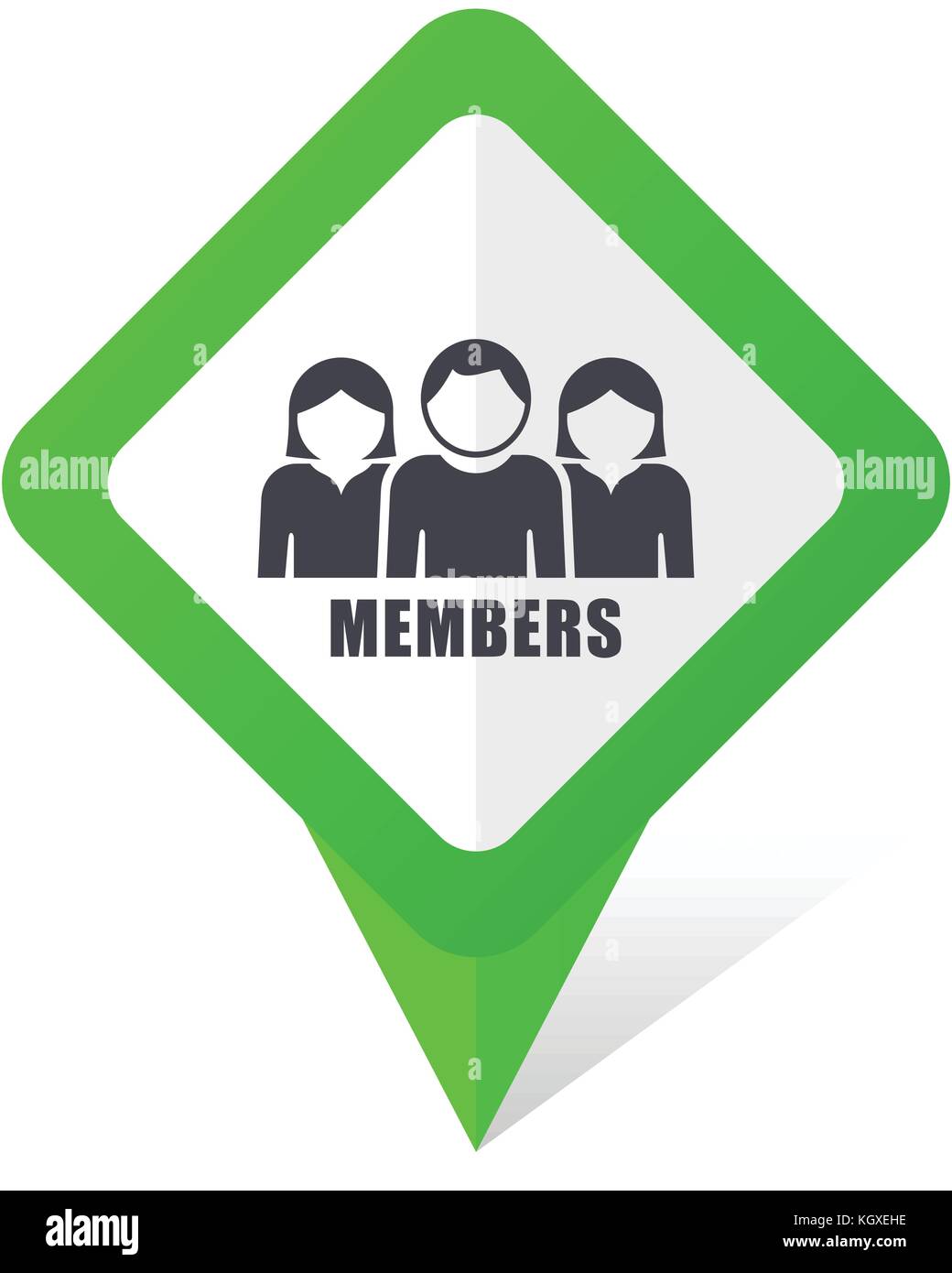 Members green square pointer web and mobile phone vector icon in eps 10 ...