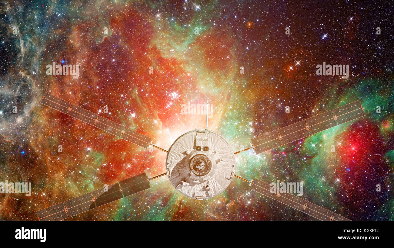 Cargo spaceship in the space. Astronomy and outer space conception ...