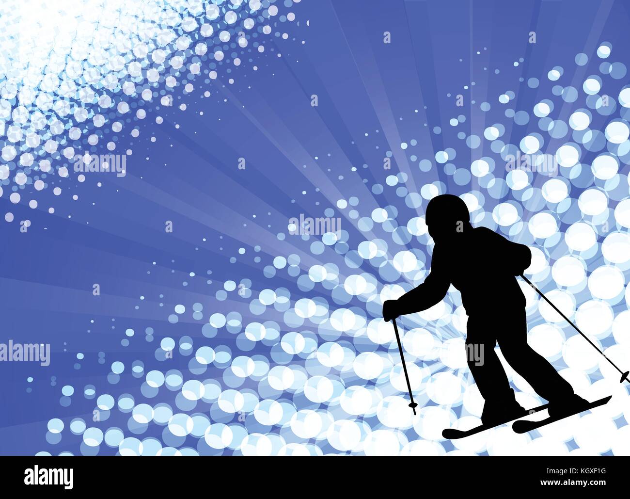 silhouette of child skiing on the abstract background - vector Stock ...