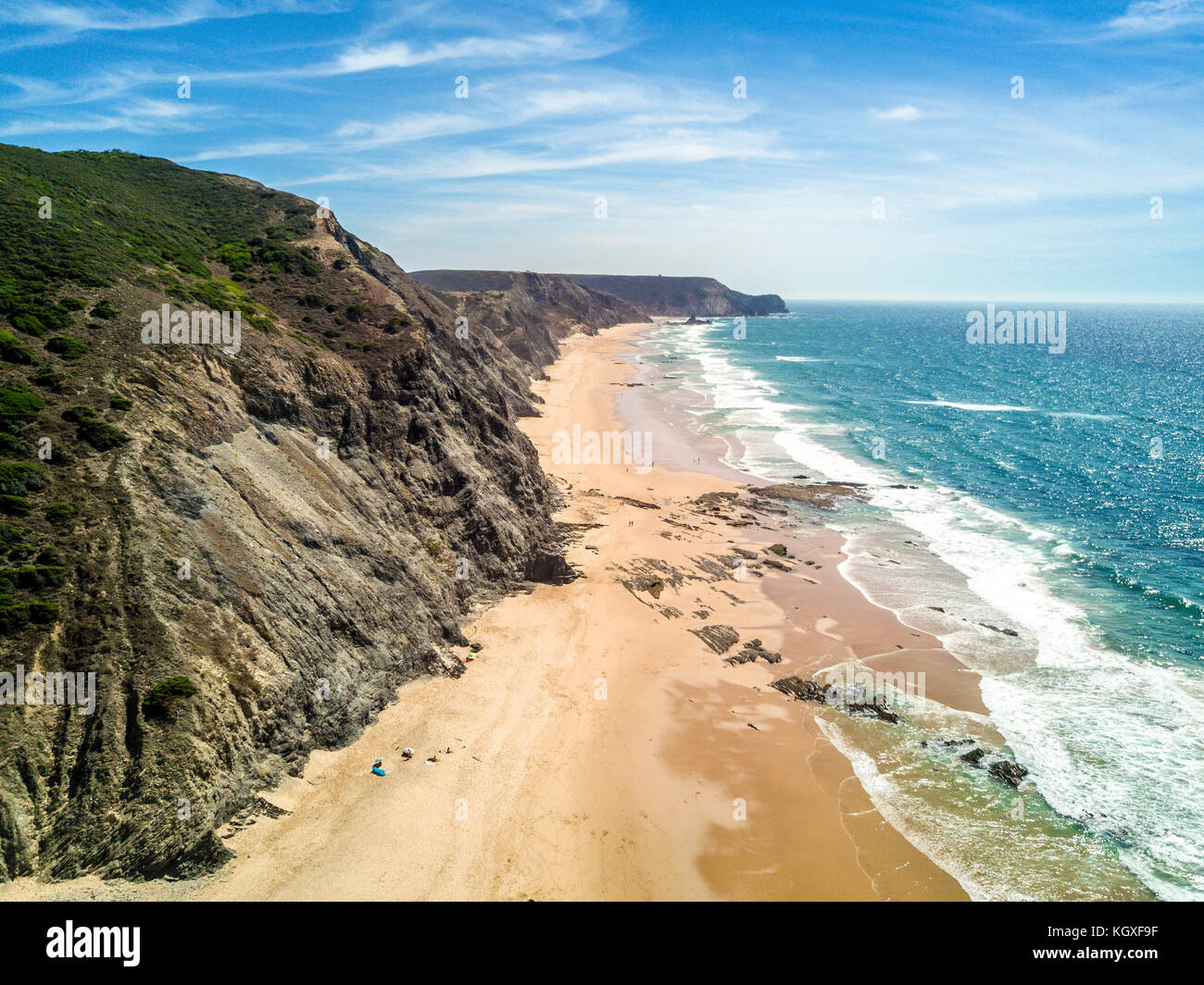 Wild beaches in Vicentina Coast Natural Park, Algarve, Portugal Stock ...