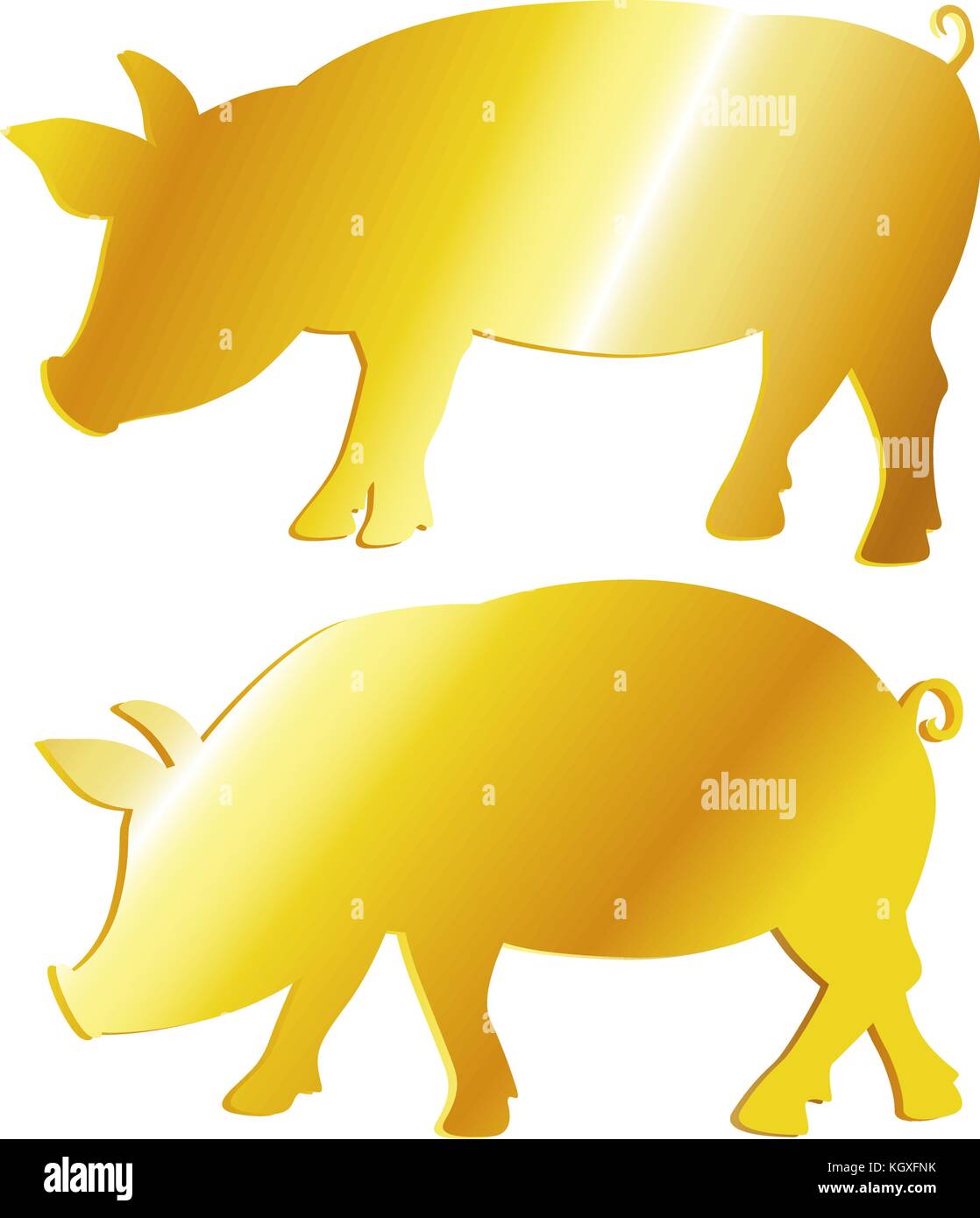 golden pig symbol abundance, prosperity - vector illustration Stock ...