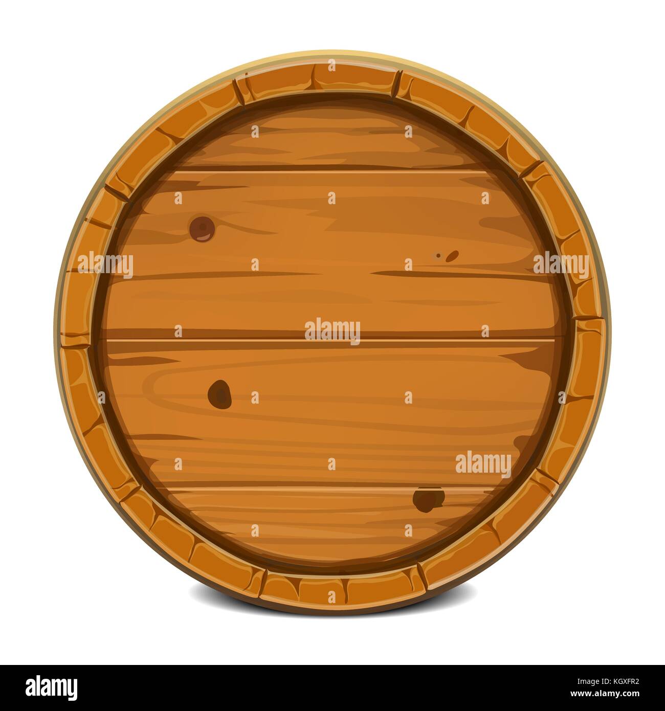 Round wooden barrel. Vector illustration background. Isolated on white ...