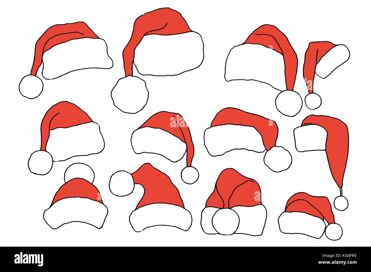 Set doodle Christmas hats for your creativity. Vector illustration ...