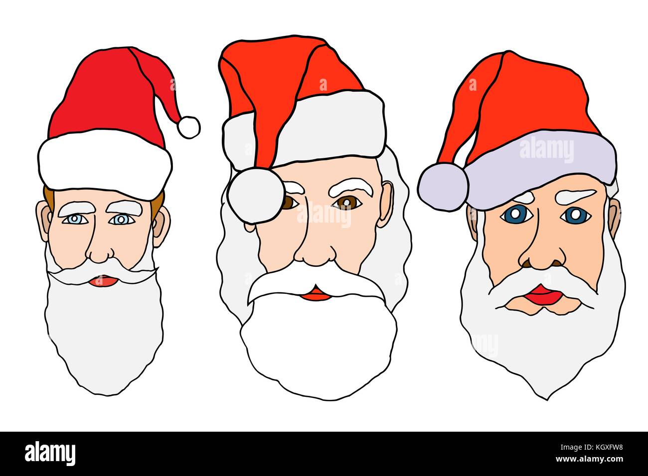 Set of santa claus in cartoon style. Vector. Illustration Stock Vector ...