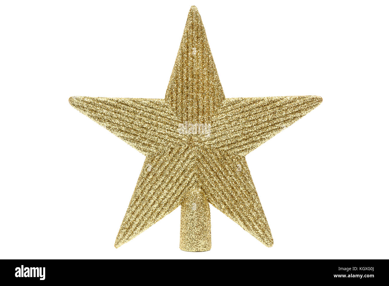 Christmas decoration - glittering gold star isolated on a white ...