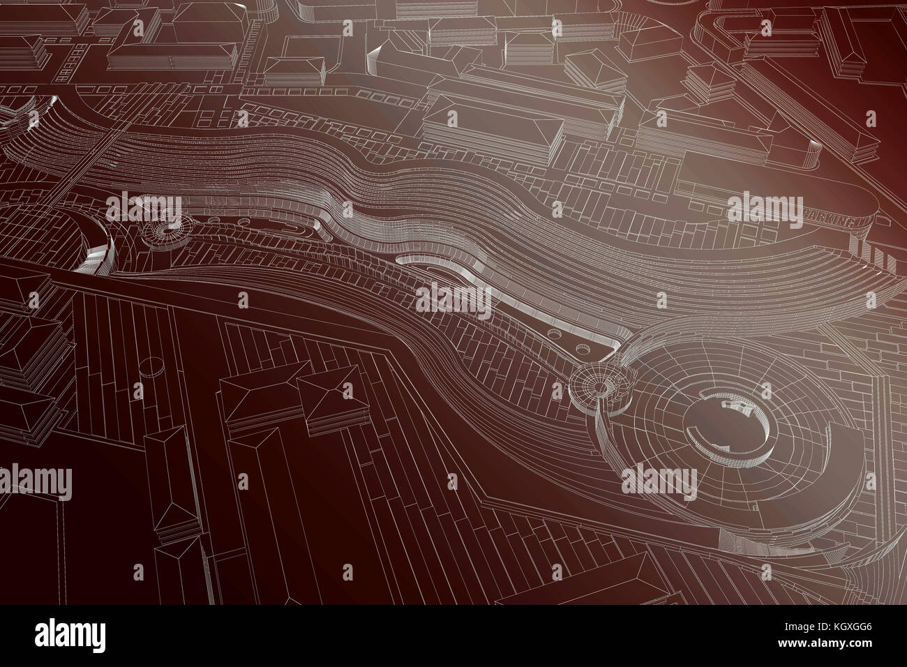 dark plan modern city top view. 3d rendering Stock Photo - Alamy