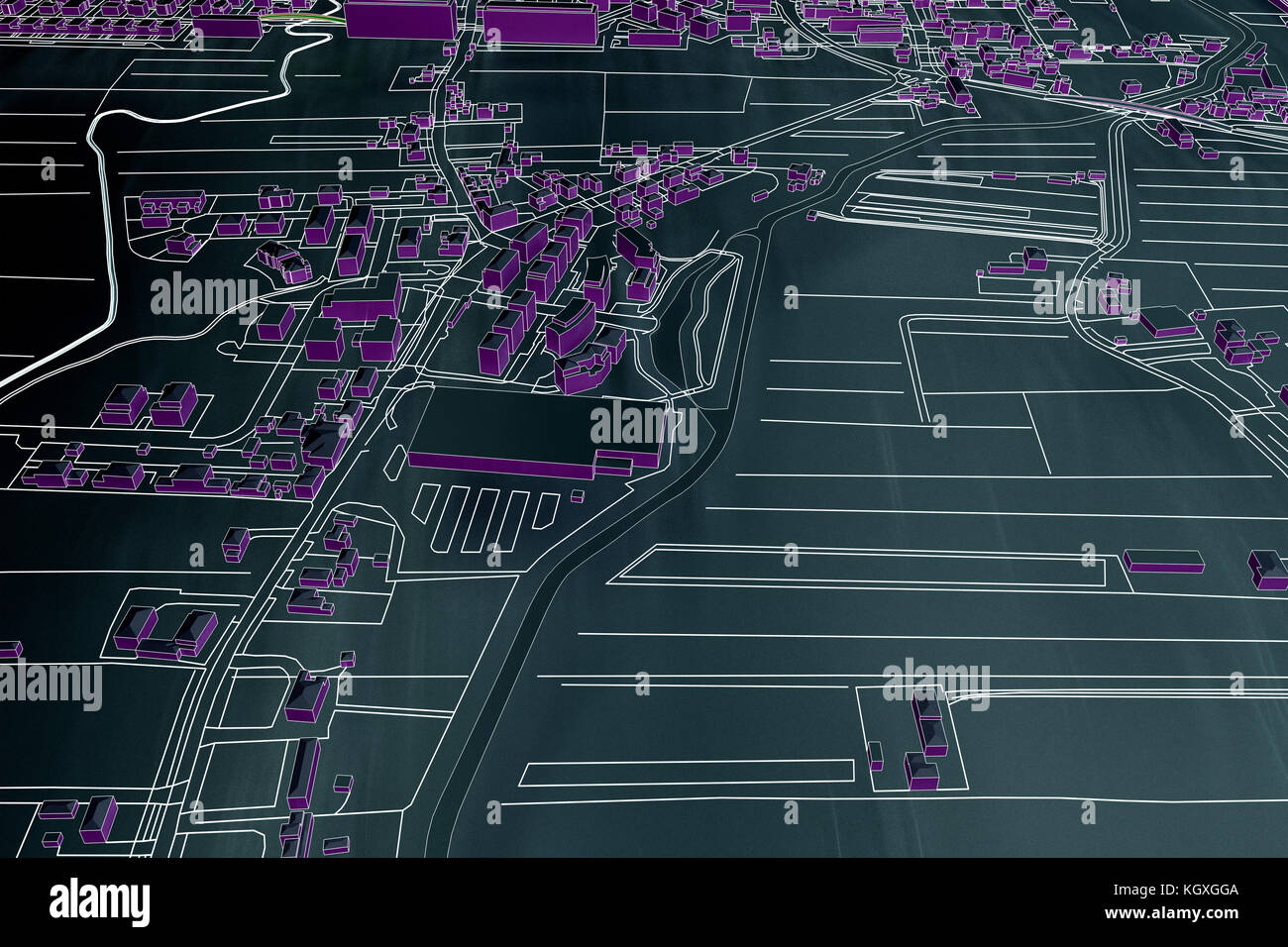 black cartography map city top view. 3d rendering Stock Photo - Alamy