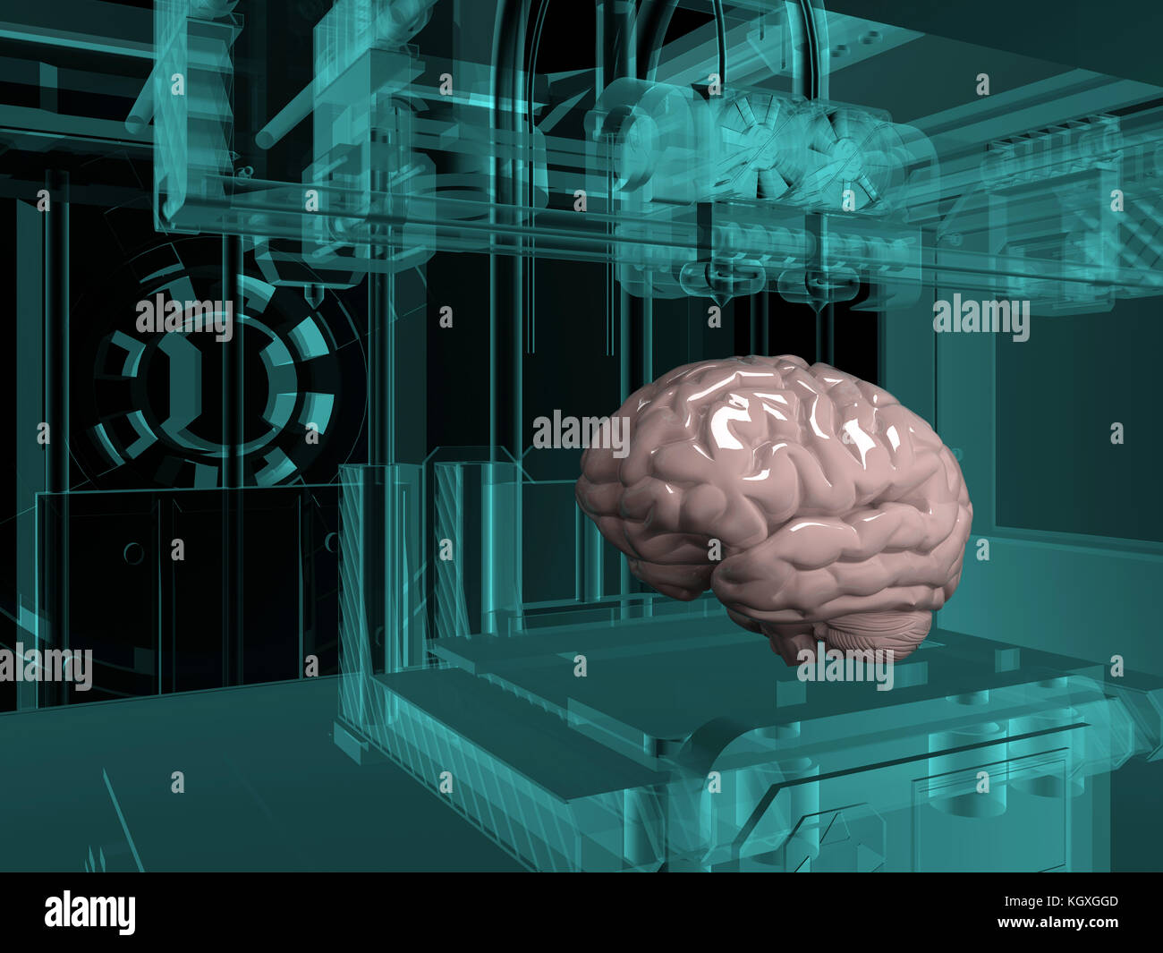 Technology to create brain in a 3d printer. 3d rendering Stock Photo ...