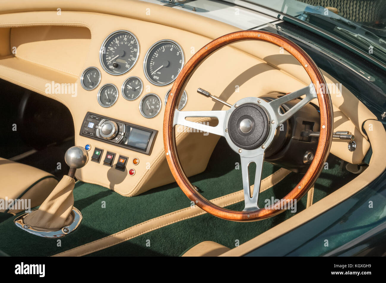 Quality leather interior and dashboard of a high performance luxury ...