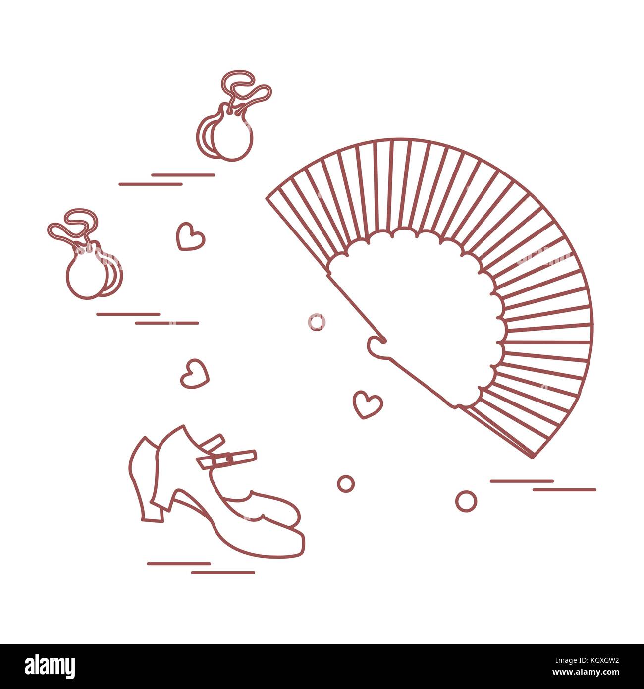 Vector illustration with various symbols of dance culture of Spain ...