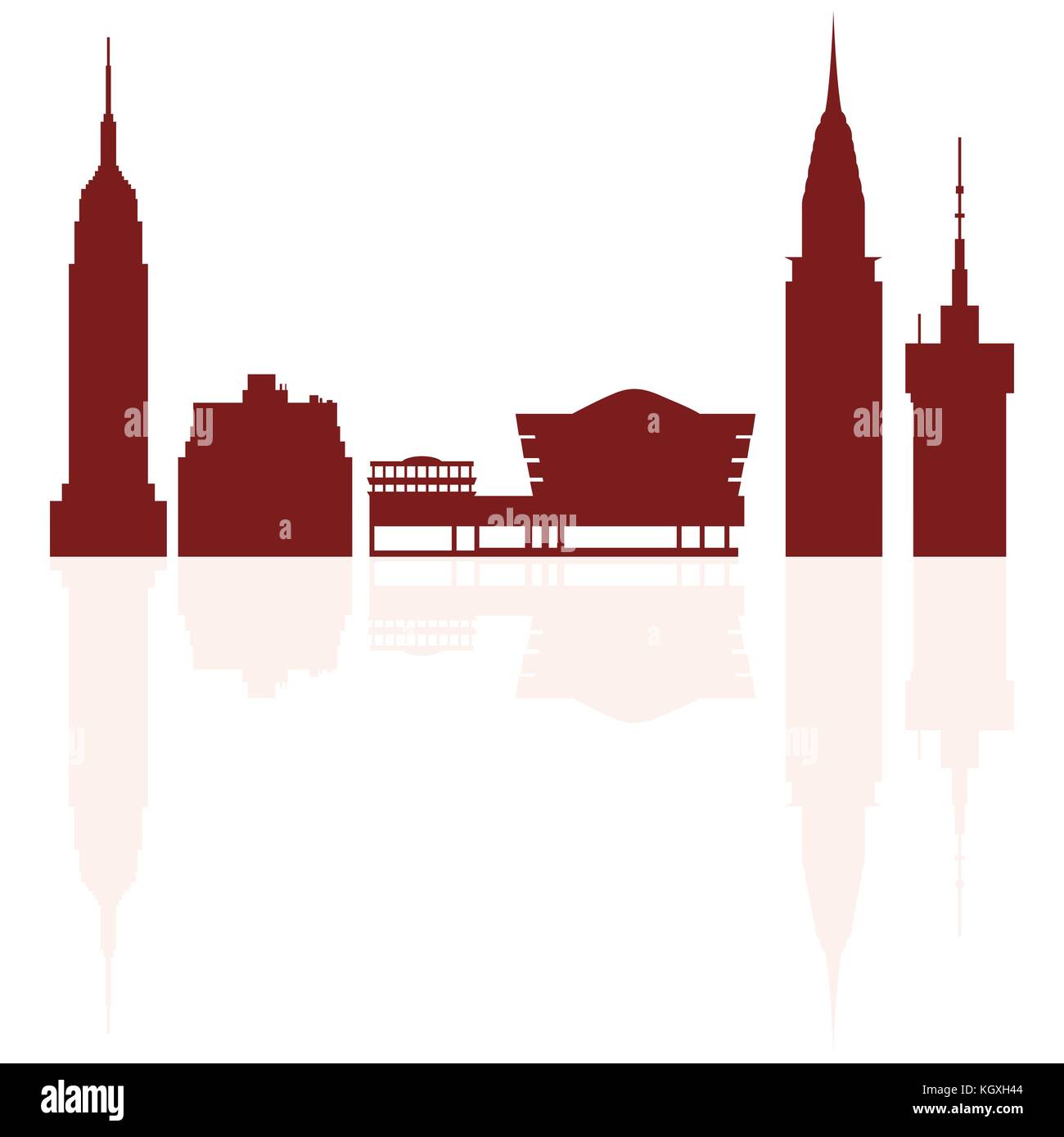 Silhouettes of modern buildings in the USA. Tall buildings and ...