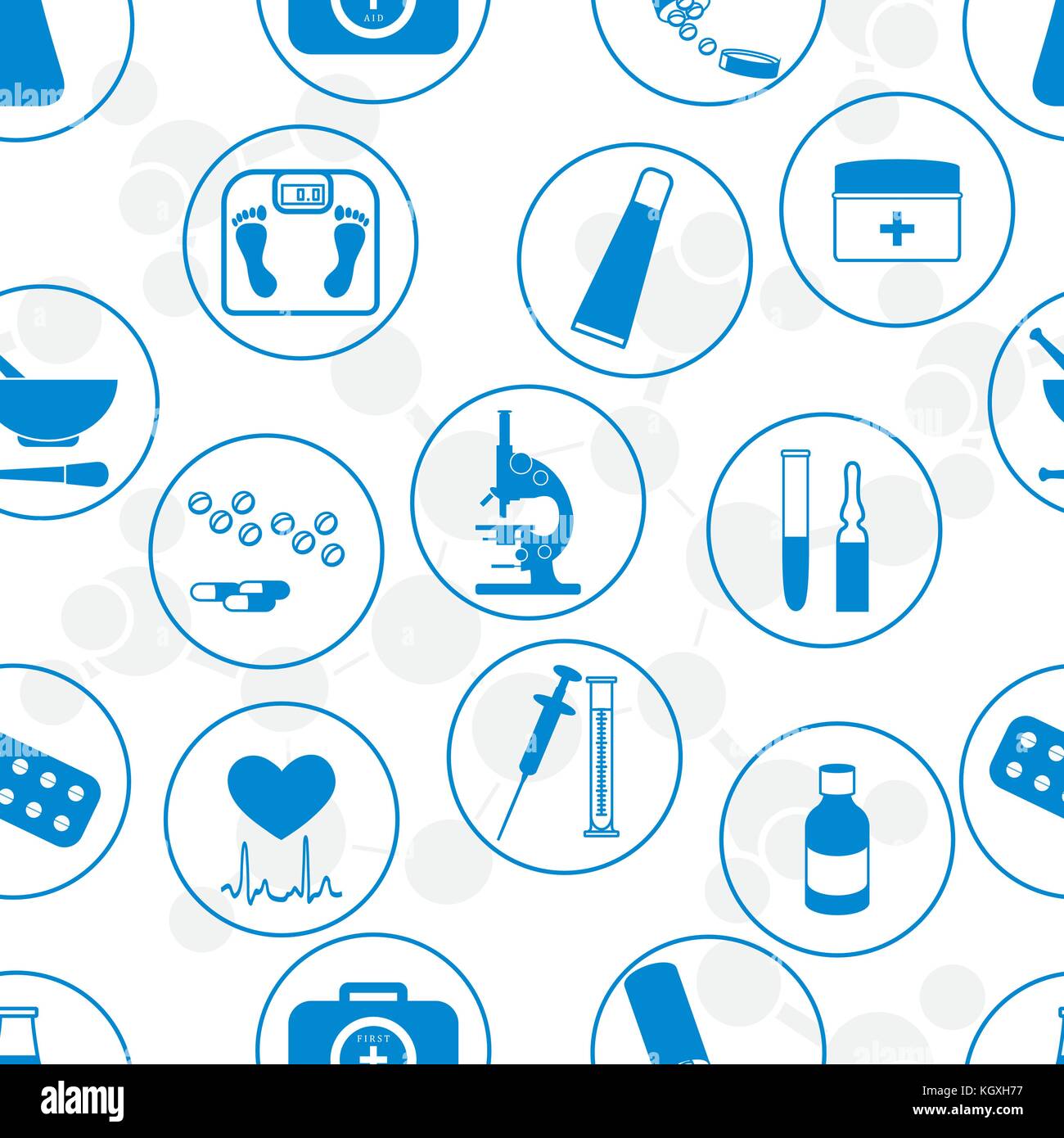 Seamless pattern of various medical devices and drugs first aid kit ...