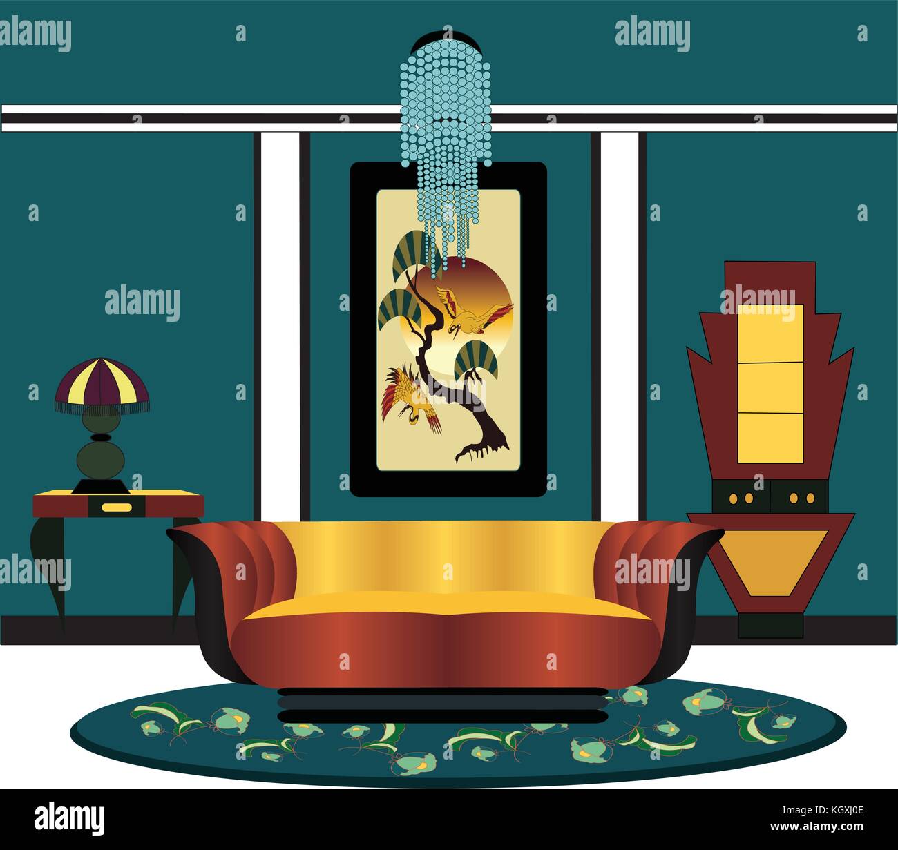 illustration of an art deco room Stock Vector Image & Art - Alamy